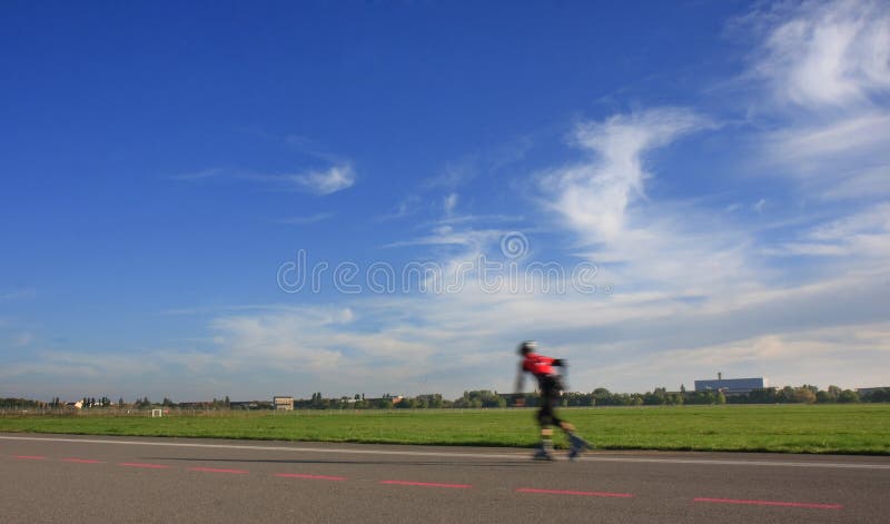 Young Skater Boy Riding on Roller Skates Stock Image - Image of ...