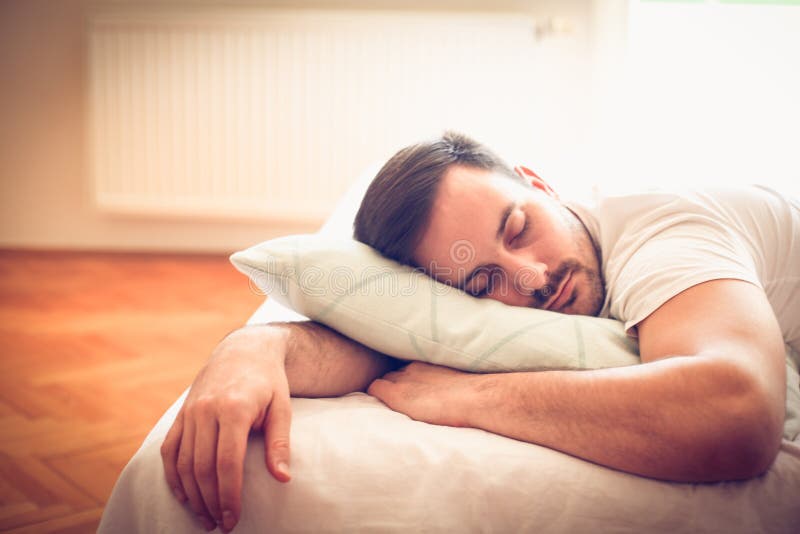 Young sleepy man. stock image. Image of alone, home - 120953111