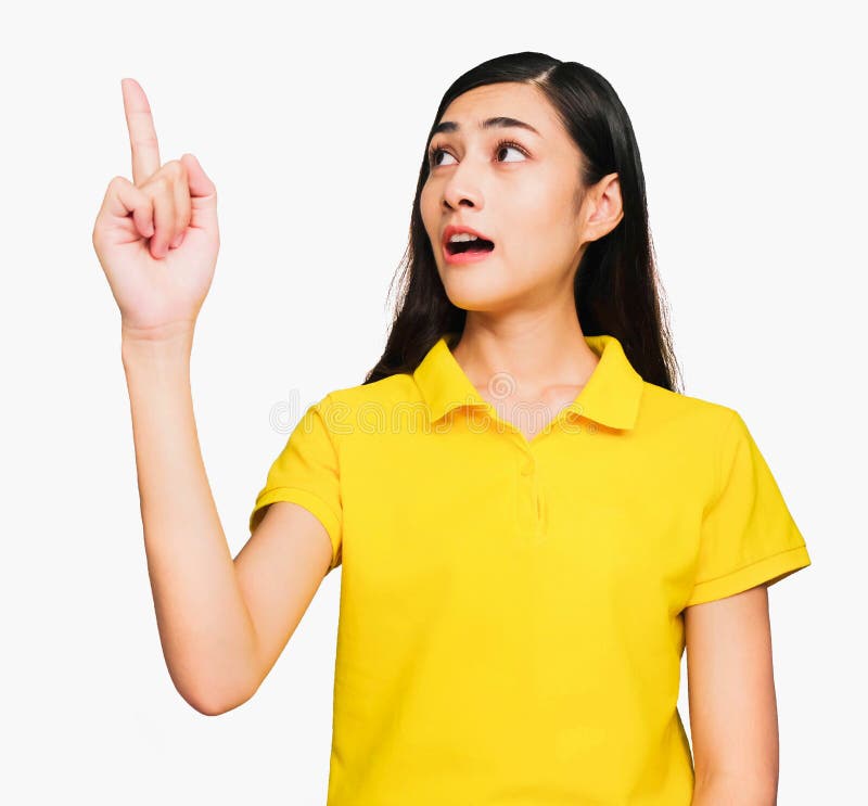 Young Smart Beautiful Asian Woman Wore Yellow T Shirt Smiling
