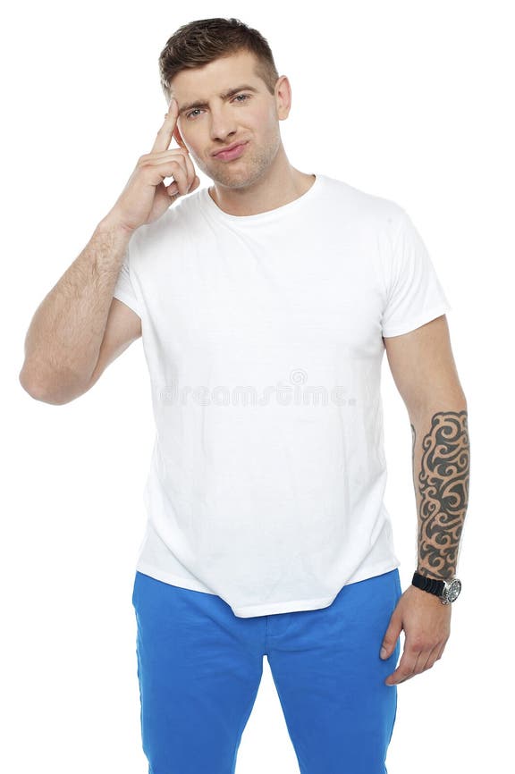 Young Smart Guy Thinking Hard Stock Photo - Image of muscular, model ...