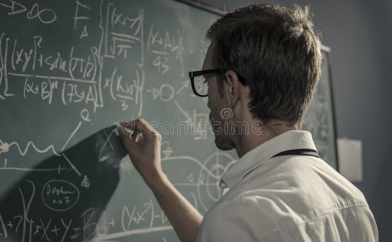 Young Smart Mathematician Drawing on the Chalkboard Stock Image - Image ...