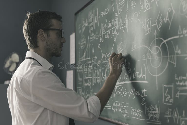 Young Smart Mathematician Drawing on the Chalkboard Stock Image - Image ...