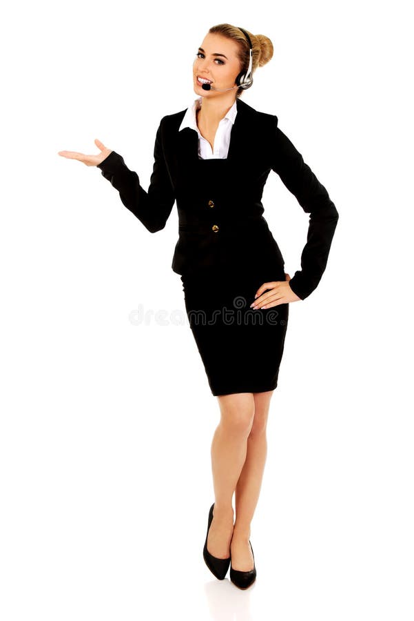 Young Smile Businesswoman Presenting Something Stock Image - Image of ...