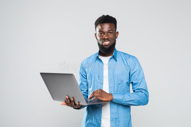 2,055 Black Man Standing Using Laptop Computer Stock Photos - Free ...