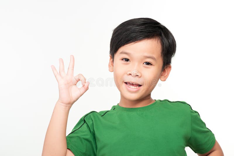 Young Smiling Boy Showing Ok Isolated on White Background Stock Image ...