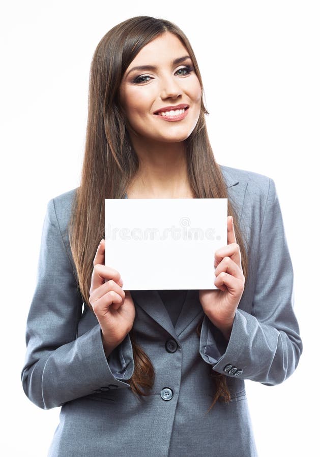 Young Smiling Business Woman Hold Board White Background Port Photos ... Young Smiling Business Woman Hold Board White Background Port Photos ...