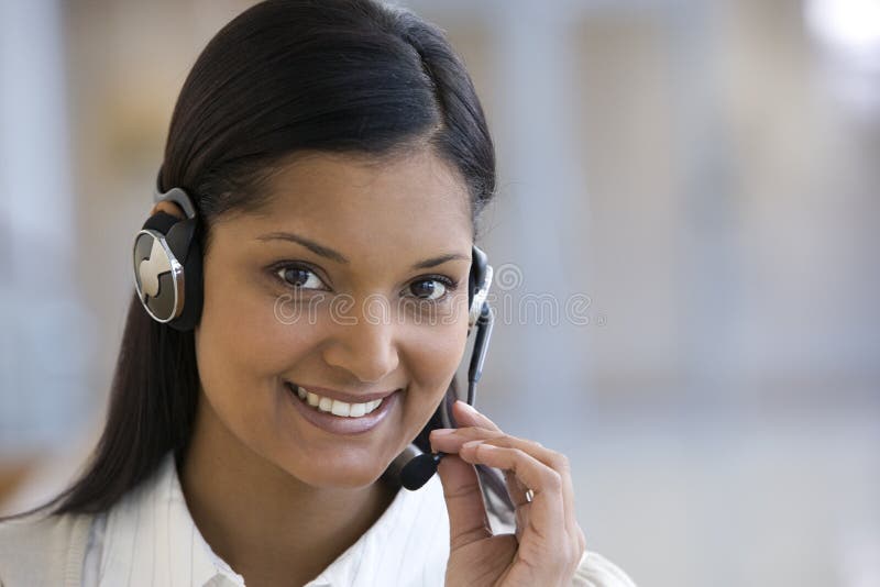 Smiling Call Center Agent Approving Stock Photo - Image of agent ...