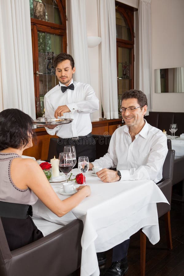 Young Smiling Couple at the Restaurant Stock Image - Image of dining ...