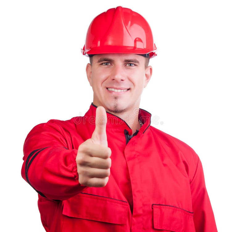 Young Smiling Fireman with Hard Hat and Uniform Stock Image - Image of ...