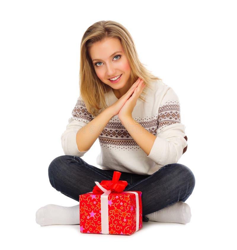 Young Smiling Girl with Gift Boxes Stock Image - Image of holiday ...
