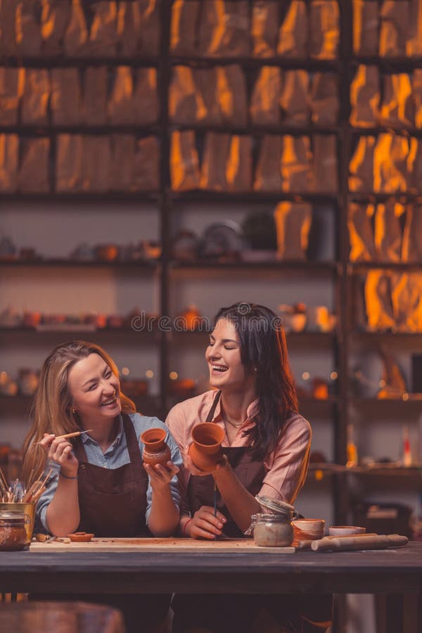 Young Smiling Girls at Work Stock Image - Image of women, potter: 119305765