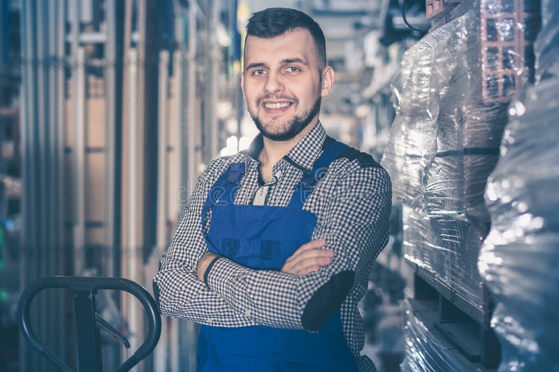 Young Smiling Guy Worker Displaying His Workplace Stock Image - Image ...