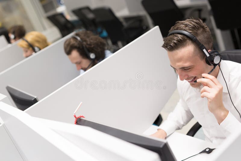 Male Call Centre Operator Doing His Job Stock Image - Image of ...