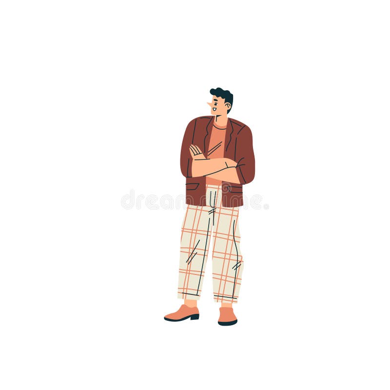 Young Smiling Man Character in Standing Pose with Gesture Vector ...
