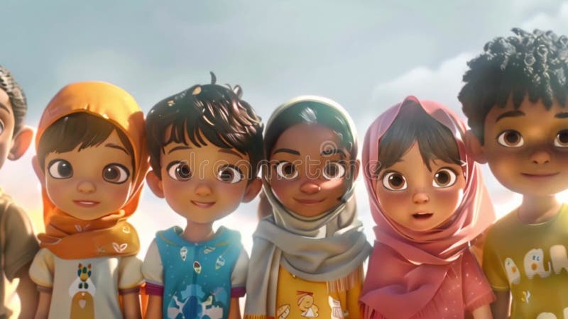 Young Smiling Multicultural Children Multiethnic Animation Diversity ...