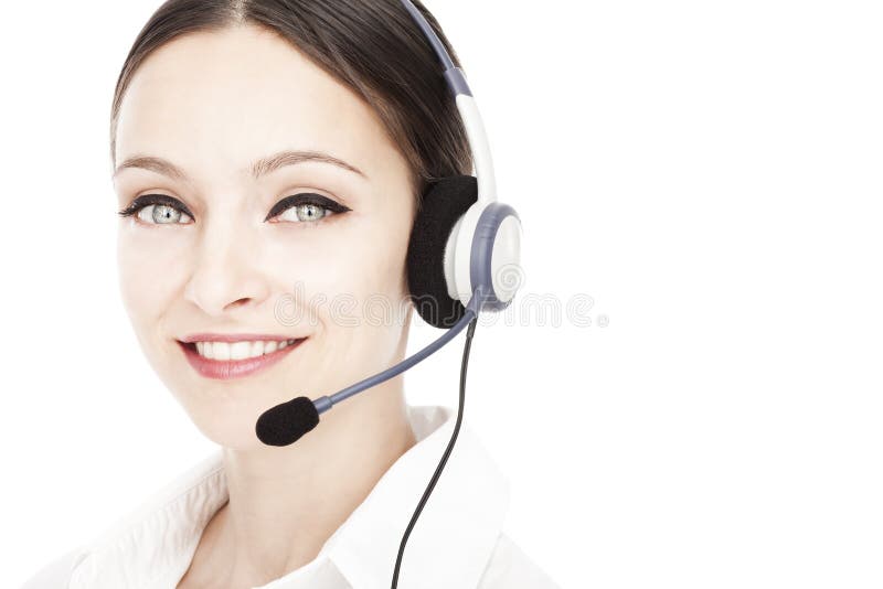 Smiling Cheerful Support Phone Operator in Headset Stock Image - Image ...