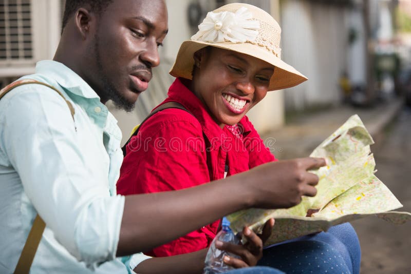 Young Smiling Tourist Couple Stock Image - Image of teenager, couple ...