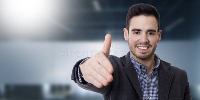 Smiling waving man stock photo. Image of agreement, partnership - 94705164