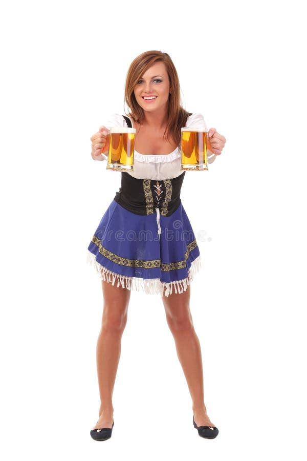 Young Smiling Woman Giving Beer Stock Photo - Image of alluring ...