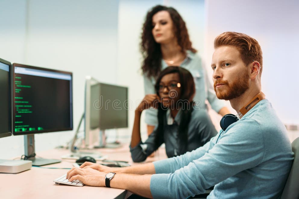 Software Engineers Working on Project and Programming in Company Stock Photo - Image of develop ...