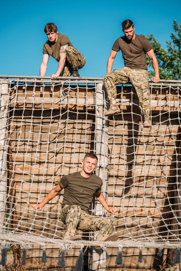 Young Soldiers Practicing during Obstacle Run Stock Image - Image of ...