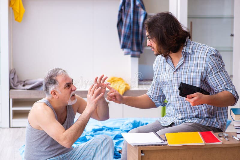 Young Son Student and Dad Alcoholic Stock Image - Image of exams, angry ...