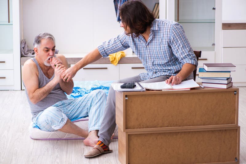 Young Son Student and Dad Alcoholic Stock Photo - Image of drink ...