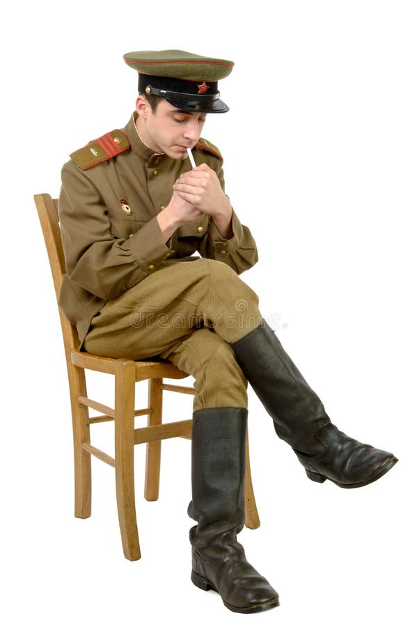 A Young Soviet Officer Smoking a Cigarette Stock Photo - Image of ...