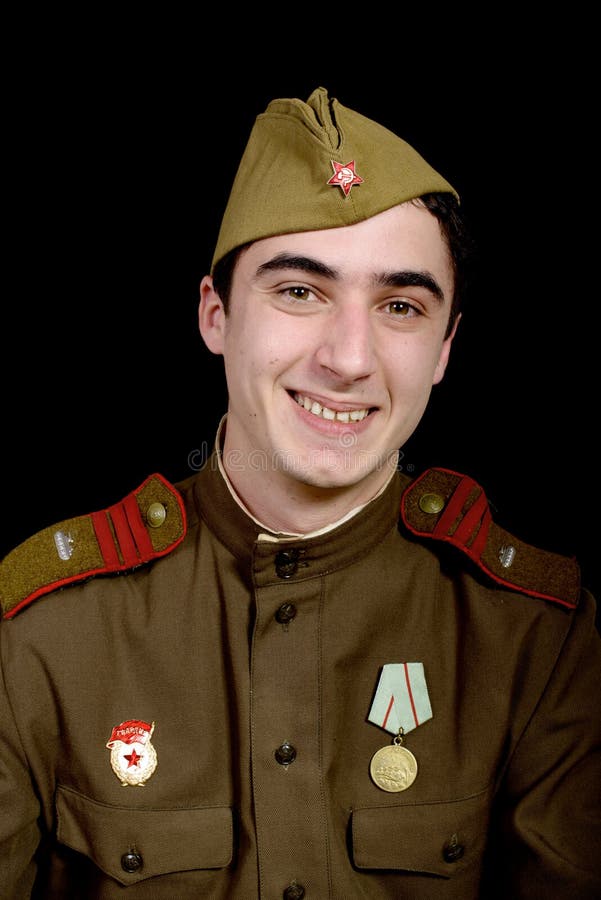 A Young Soviet Soldier Poses for the Photographer Stock Image - Image ...