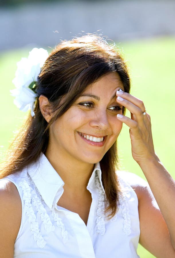 Young Spanish Girl Smiling in the Sun in Spain Stock Photo - Image of ...
