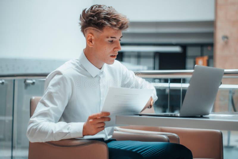 Young Spanish Man Working on a Computer Stock Image - Image of internet ...