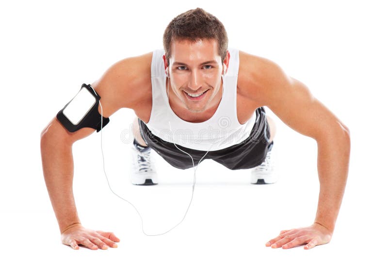 Young Sport Man Doing Exercices Stock Image - Image of portrait ...