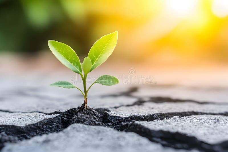 A Young Sprout Coming Out from Obstacles Stock Photo - Image of ...