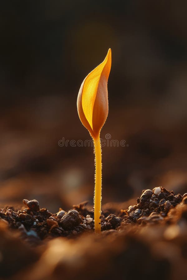 Young Sprout Emerging from Soil in Sunlight Stock Illustration ...