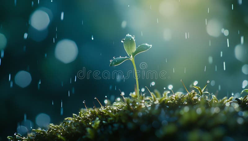 Young Sprout in the Rain, Closeup Stock Photo - Image of nature, botany ...