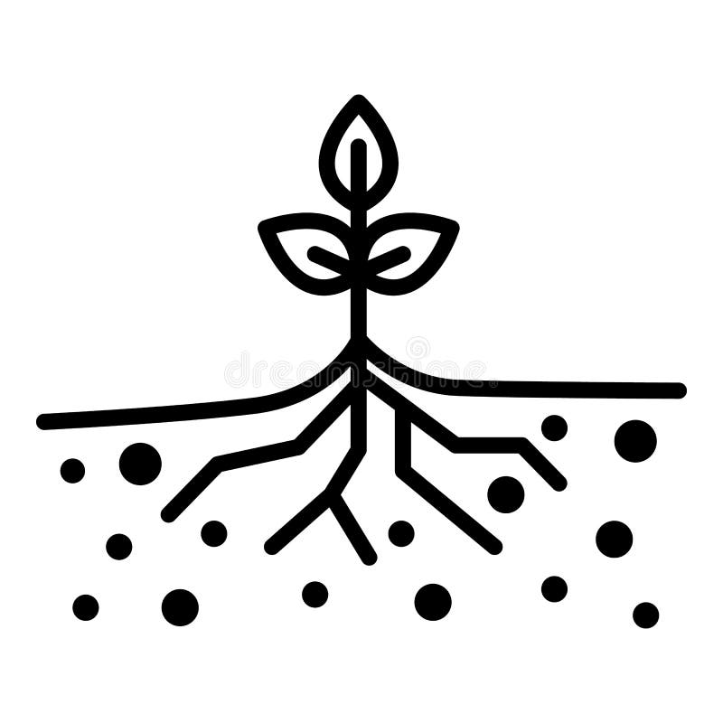 Young Sprout with Root Icon, Outline Style Stock Vector - Illustration ...