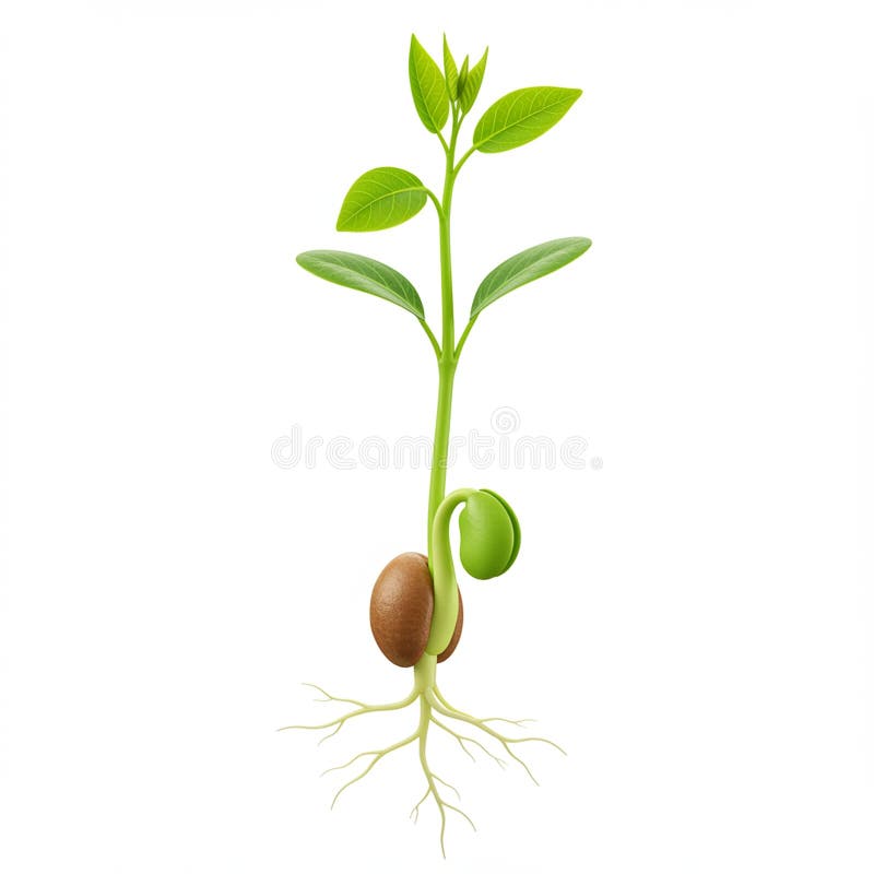 Young Sprouting Plant with a Visible Root System and Emerging Shoot ...
