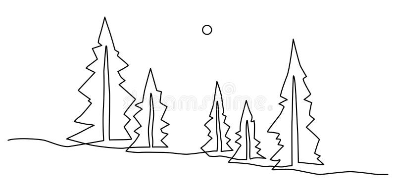 Young Spruce Trees in the Field. Landscape Stock Illustration ...