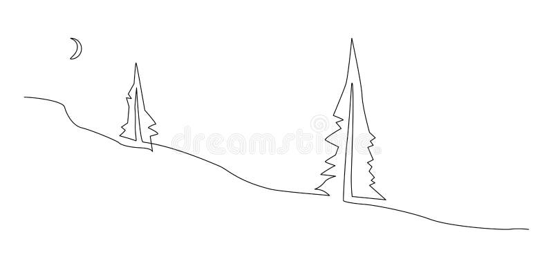 Young Spruce Trees in the Field. Landscape Stock Illustration ...