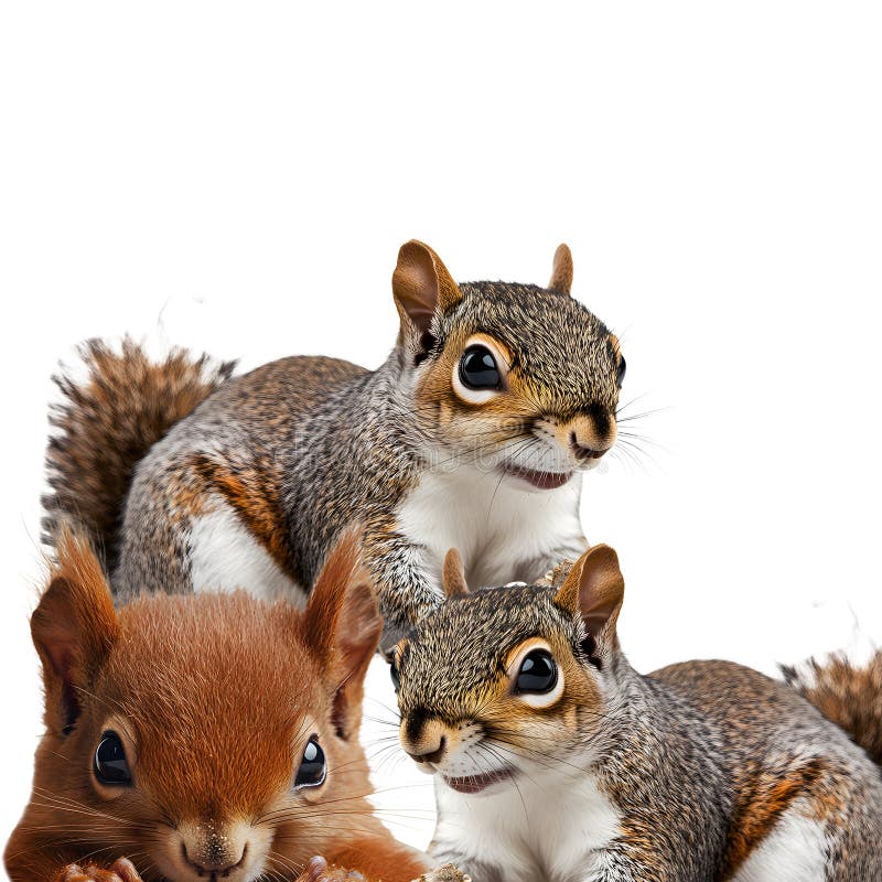 Young Squirrel with Shells of Sunflower Seeds on a White Background ...
