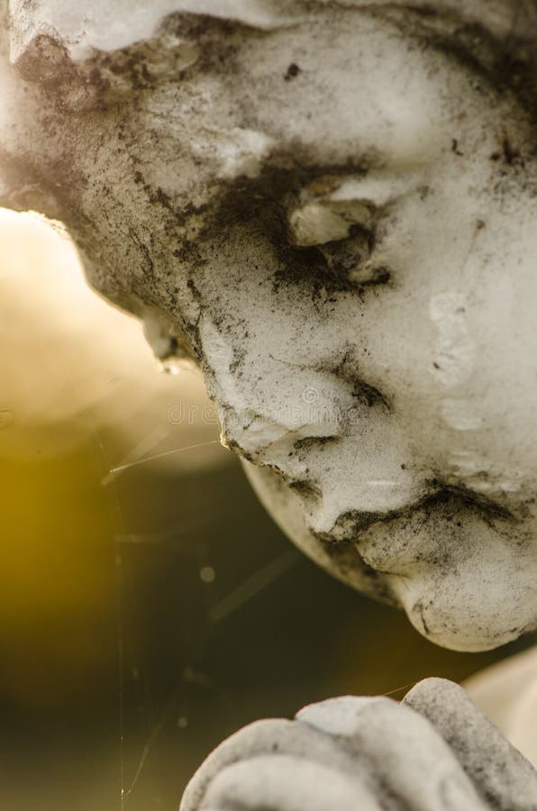 Young Stone Face of a Cherub Stock Photo - Image of graveyard, cherub ...