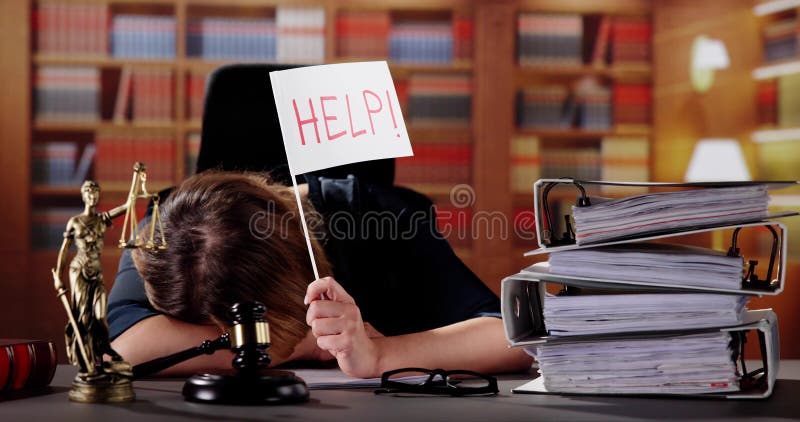 Young Stressed Female Lawyer Working Stock Image - Image of justice ...
