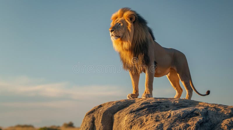 A Young Strong Lion Standing in the Sunlight Stock Image - Image of ...