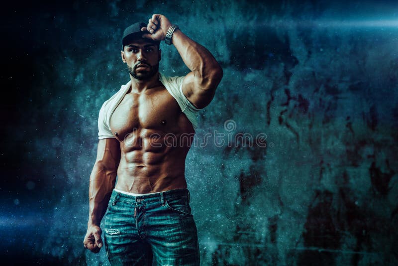 Strong man stock photo. Image of blue, instructor, physique - 102577960