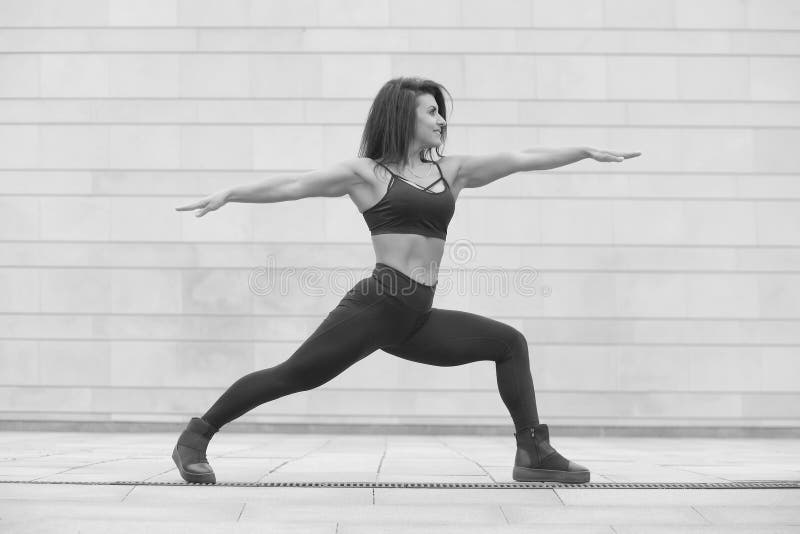 Young Strong Muscular Girl Doing Exercises Stock Image - Image of ...