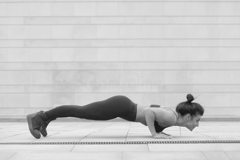Young Strong Muscular Girl Doing Exercises Stock Image - Image of slim ...