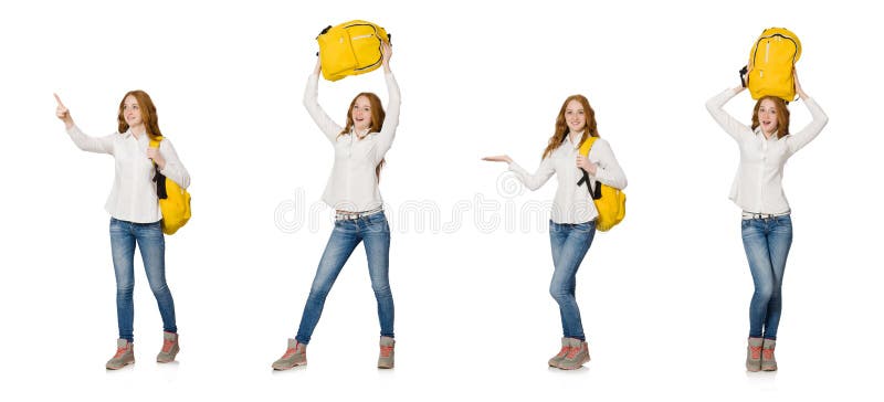 Young Student with Backpack Isolated on White Stock Image - Image of ...