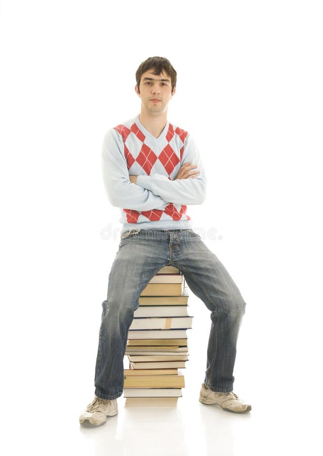 The Young Student Isolated on a White Stock Image - Image of boys ...