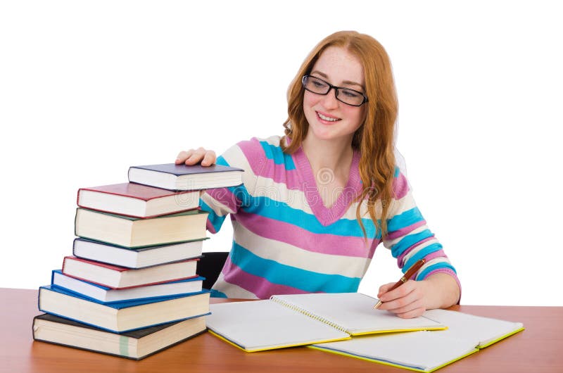 Young Student with Books Isolated Stock Image - Image of happy, books ...