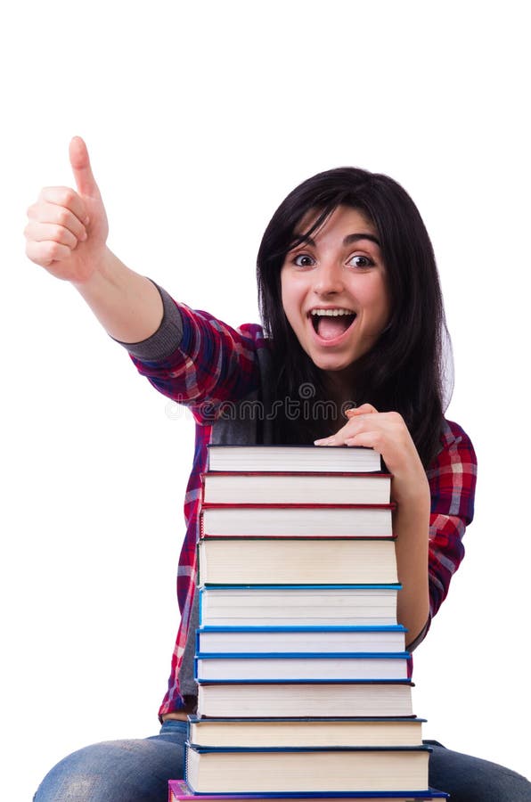 Young Student with Books Isolated Stock Image - Image of smile ...